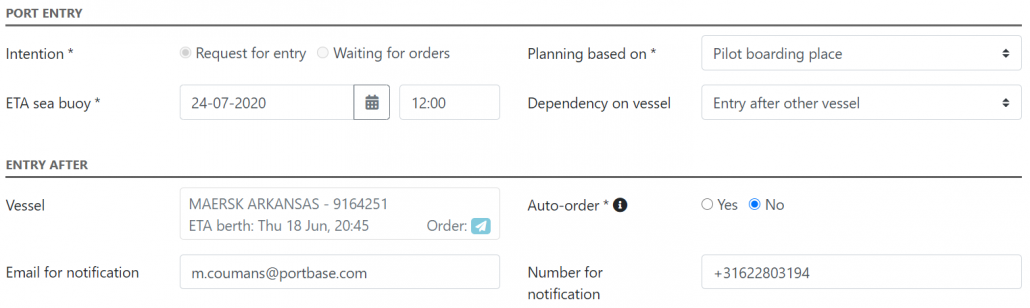 Quick Start Guide - Vessel Notification - Portbase Kenniscentrum