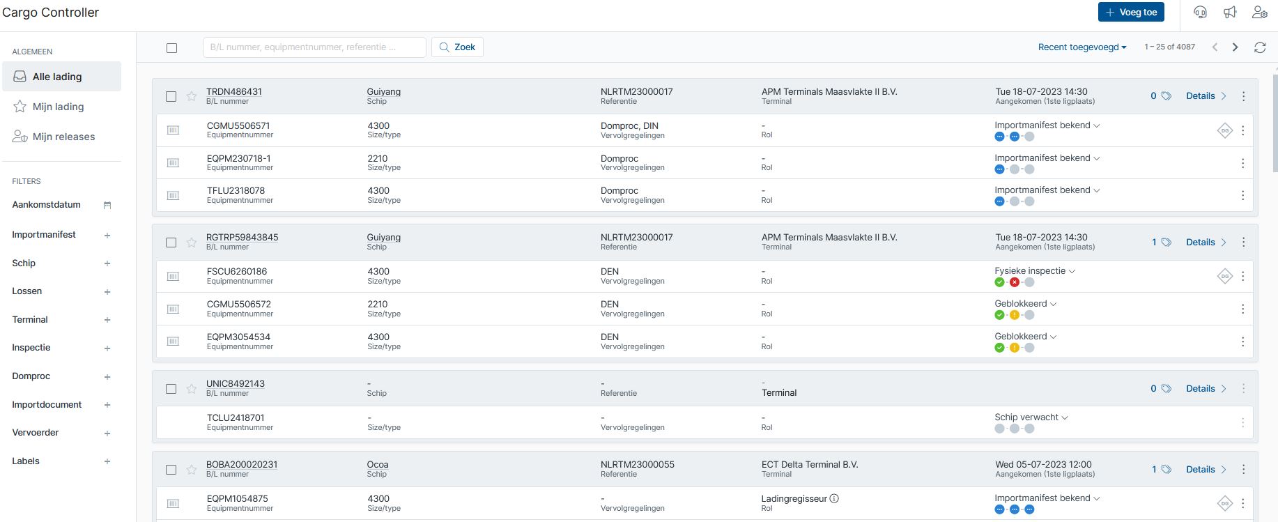 Handleiding | Cargo Controller - Portbase Support