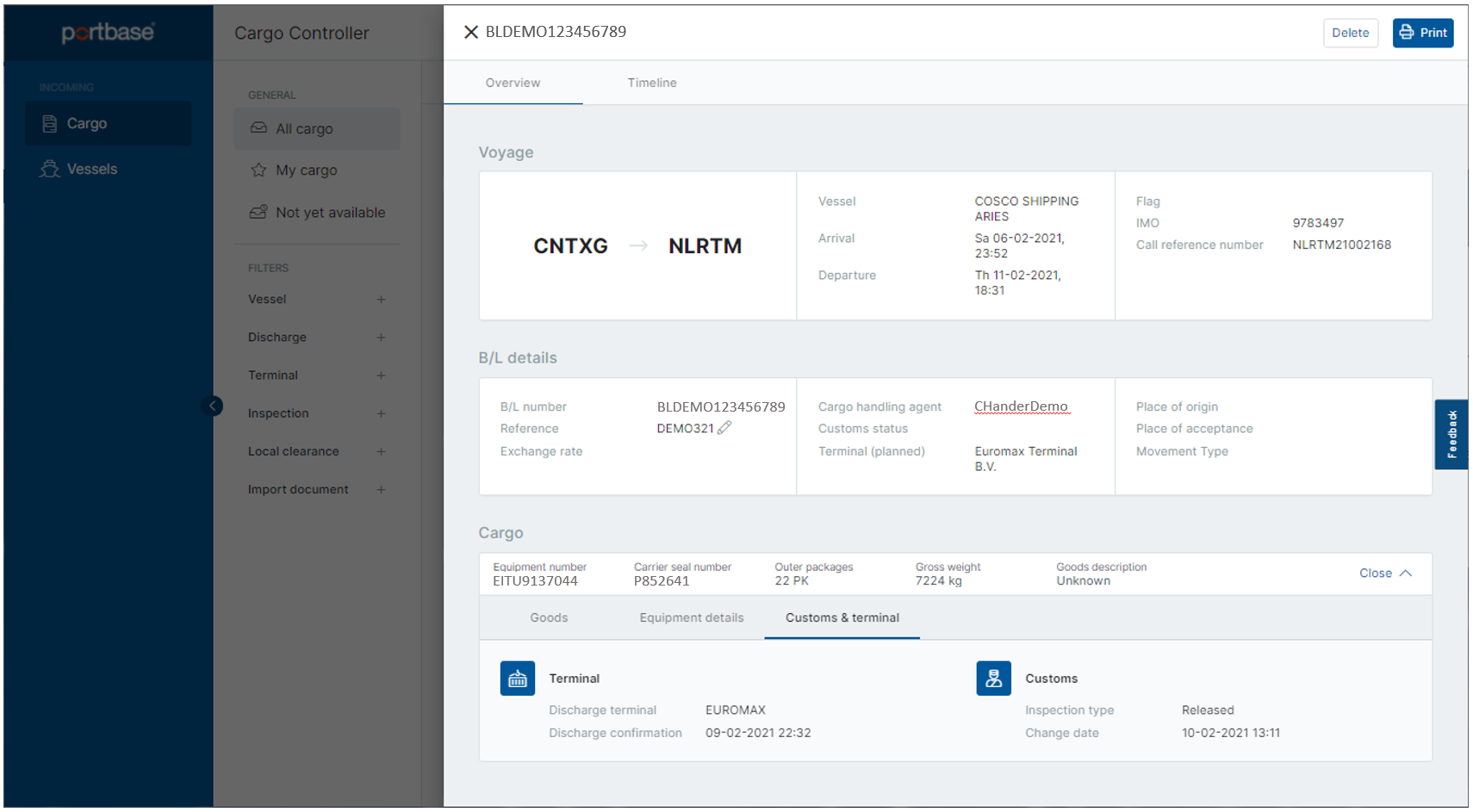 Handleiding Cargo Controller - Portbase Kenniscentrum