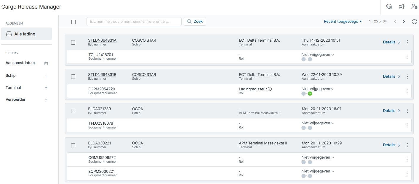 Handleiding | Cargo Release Manager - Portbase Support