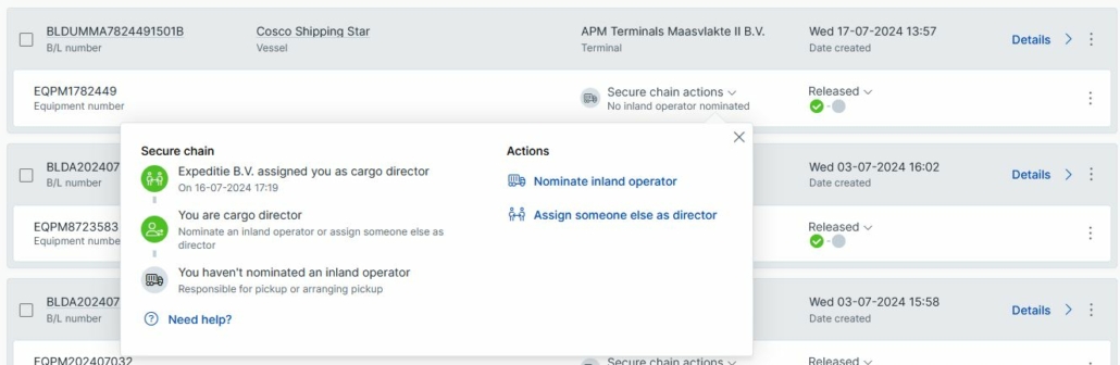 Quick Start Guide | Cargo Release Manager - Portbase Kenniscentrum