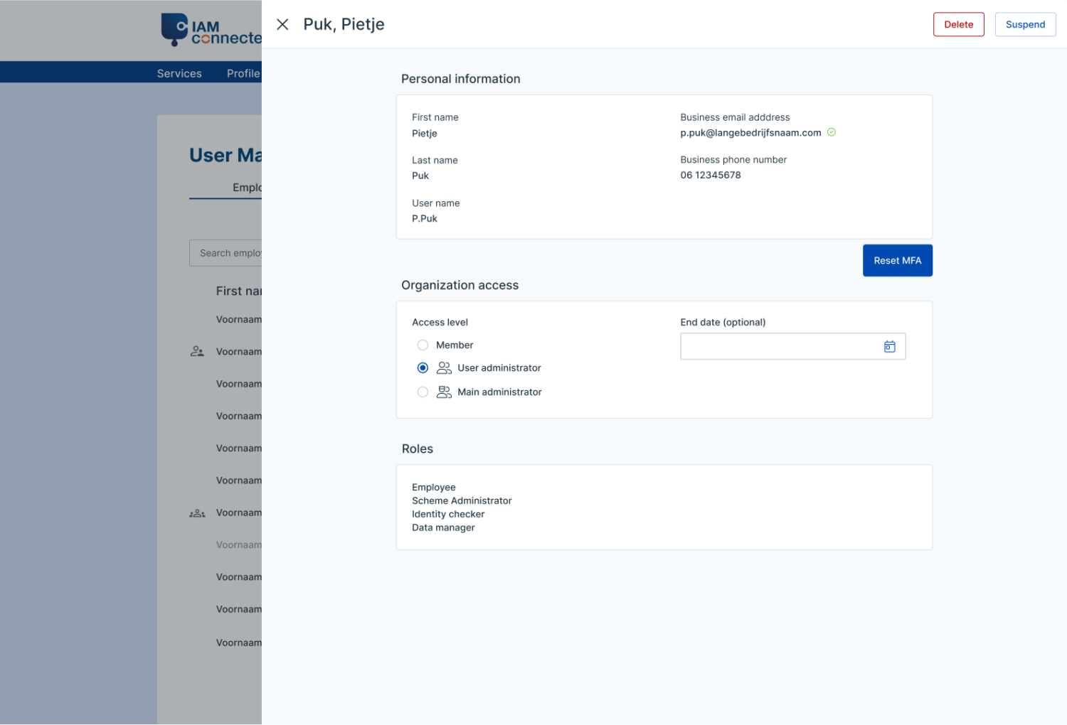 Quick Start Guide - IAMconnected User Management - Portbase Kenniscentrum