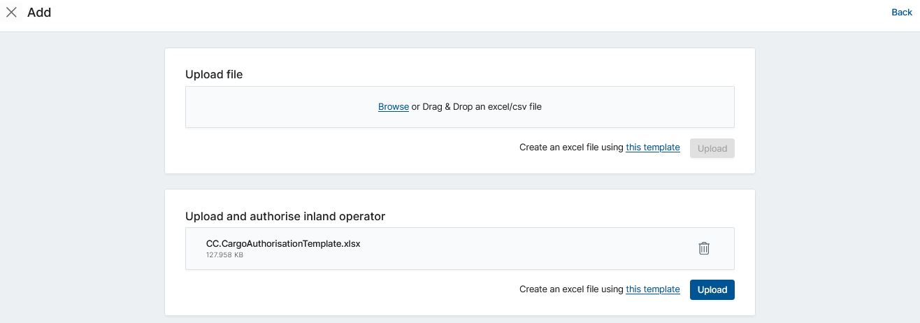 Can I Authorize and/or Nominate via an Excel upload? - Portbase Kenniscentrum